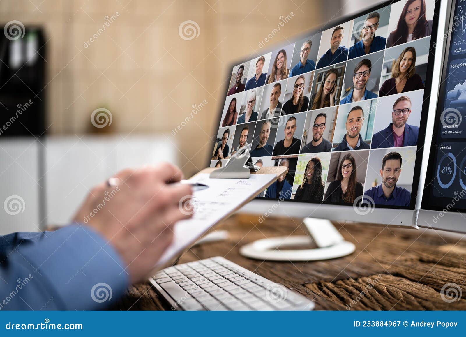 Remote Video Conferencing Lecture Stock Image - Image of meeting ...