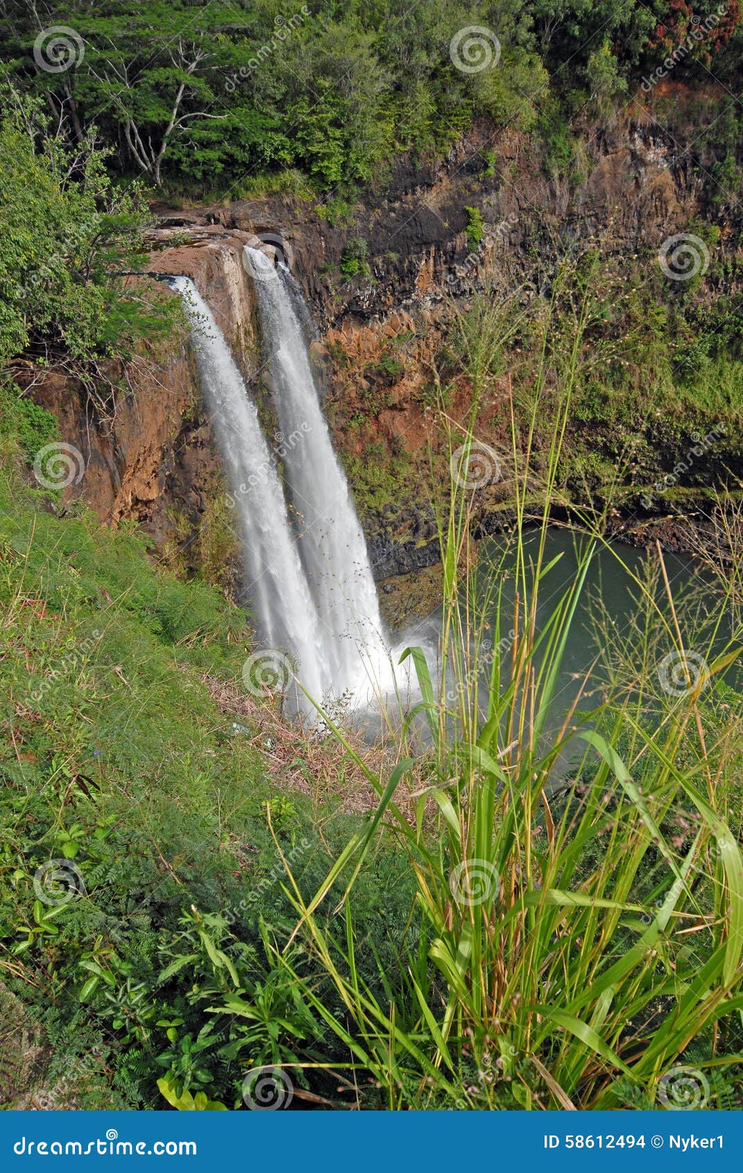 Remote Waterfall in Rainforest in Hawaii Stock Photo - Image of ...