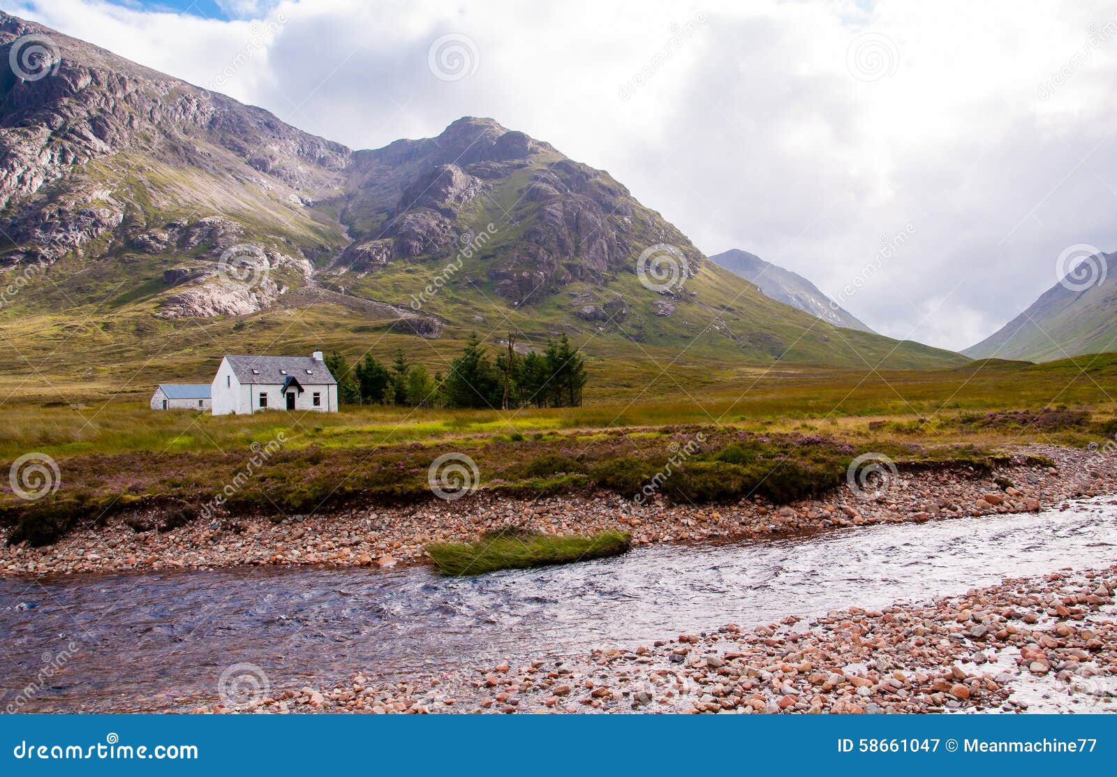 Remote White Cabin in the Highlands Stock Image - Image of overcast ...