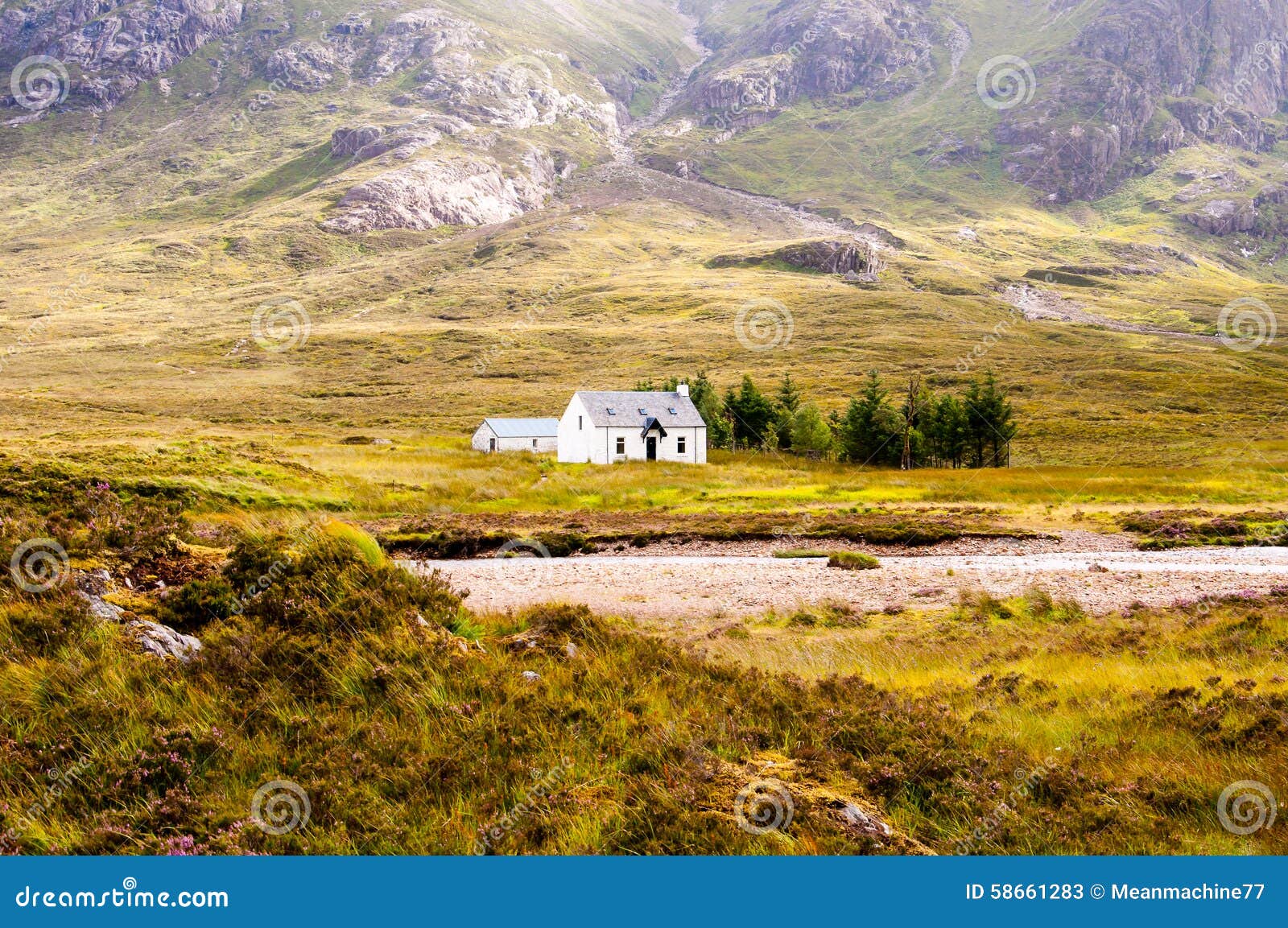Remote White Cabin in the Highlands Stock Image - Image of glen ...