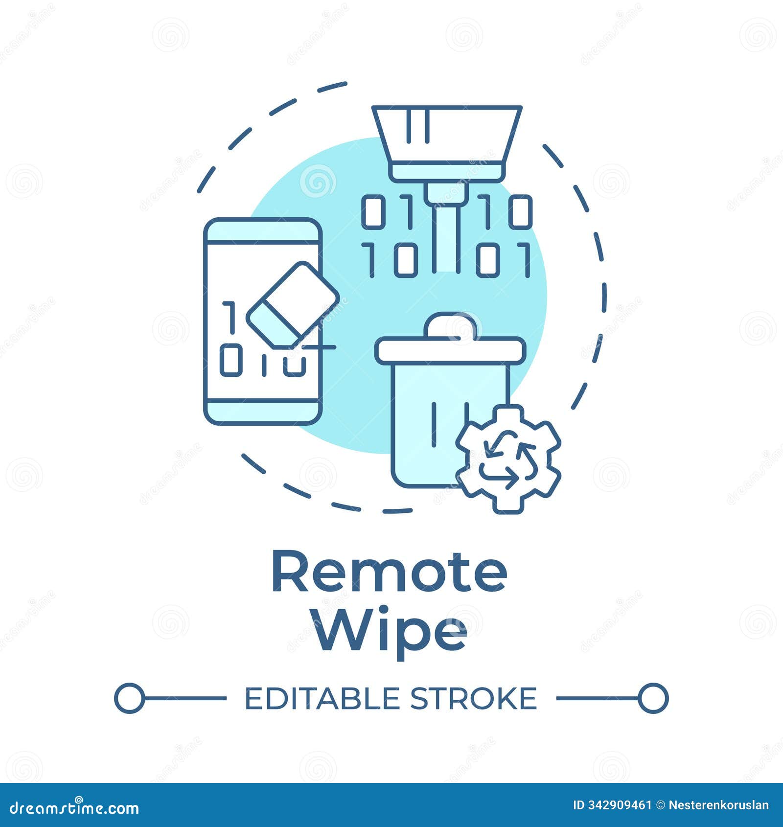 Remote Wipe Soft Blue Concept Icon Stock Illustration - Illustration of ...