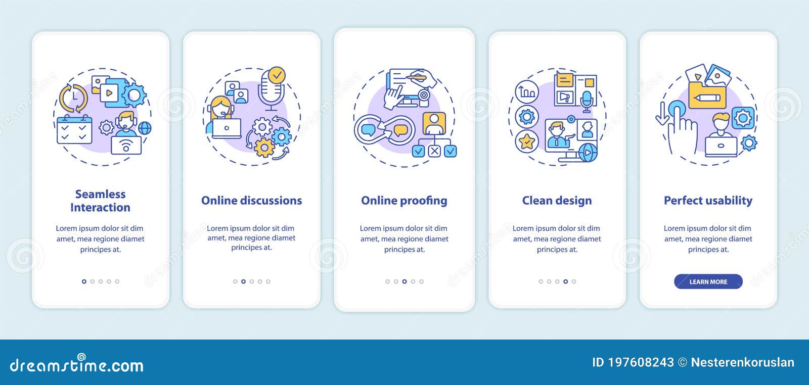 Remote Work App Features Onboarding Mobile App Page Screen with ...