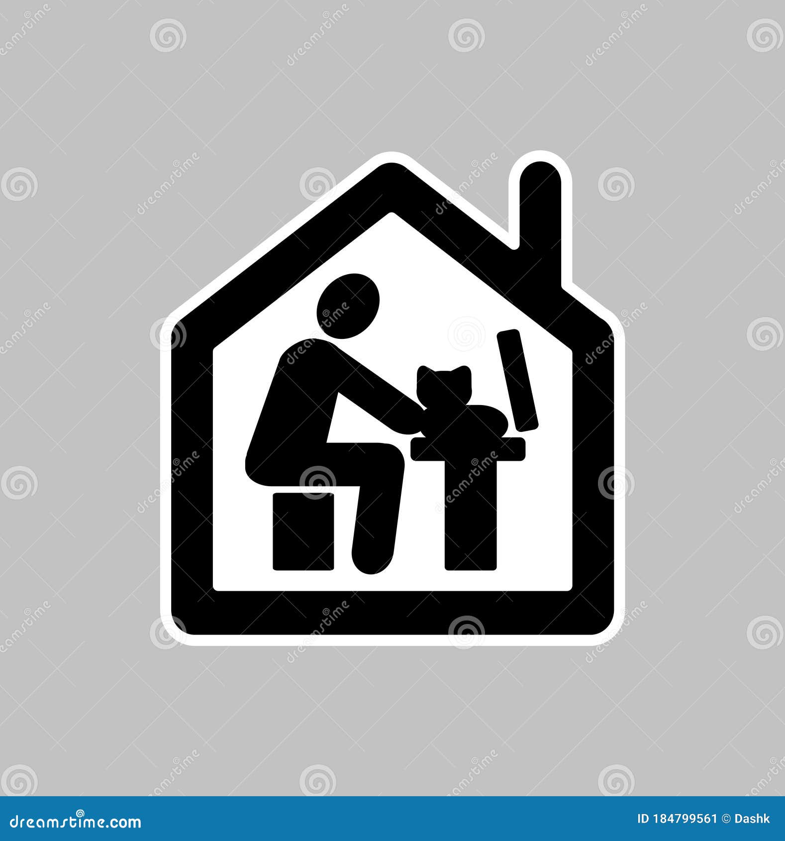 Remote Work Computer with Cat Icon Symbol Stock Vector - Illustration ...