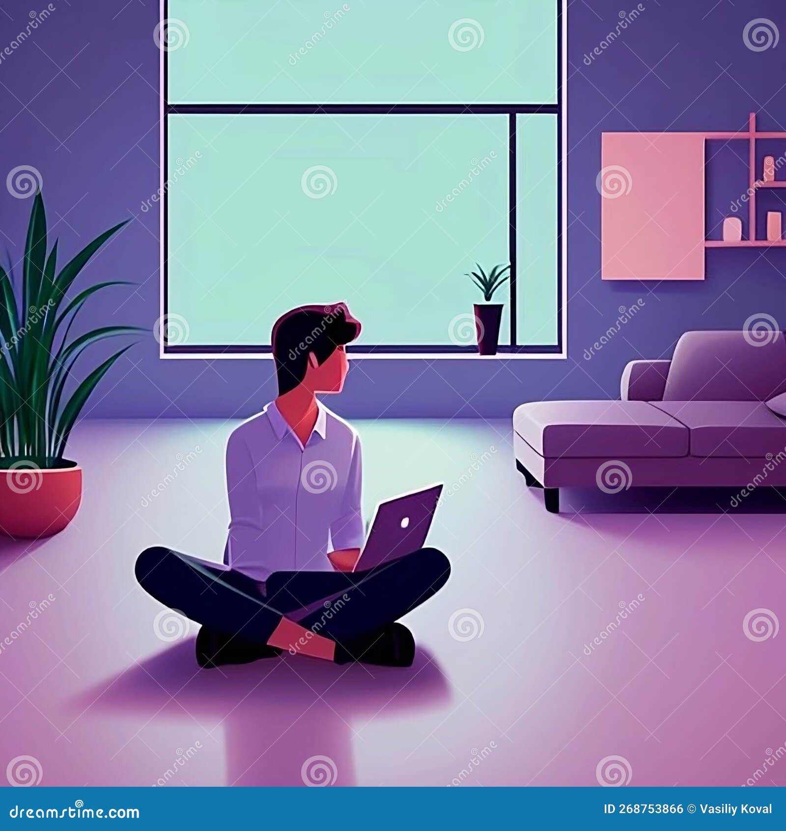 Remote work concept stock illustration. Illustration of communication ...