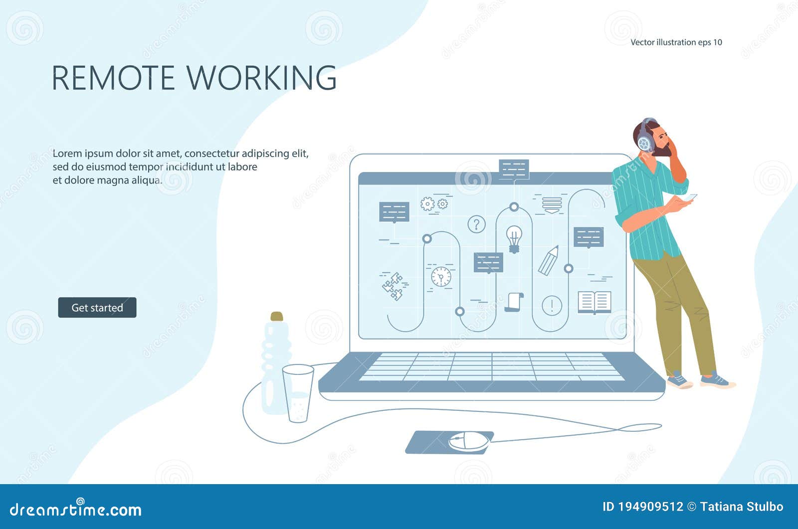 Remote work concept stock vector. Illustration of open - 194909512