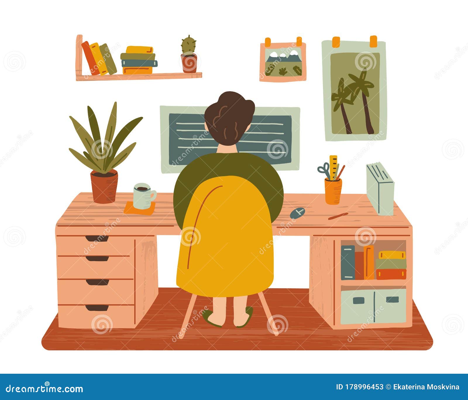 Remote work concept stock vector. Illustration of isolation - 178996453