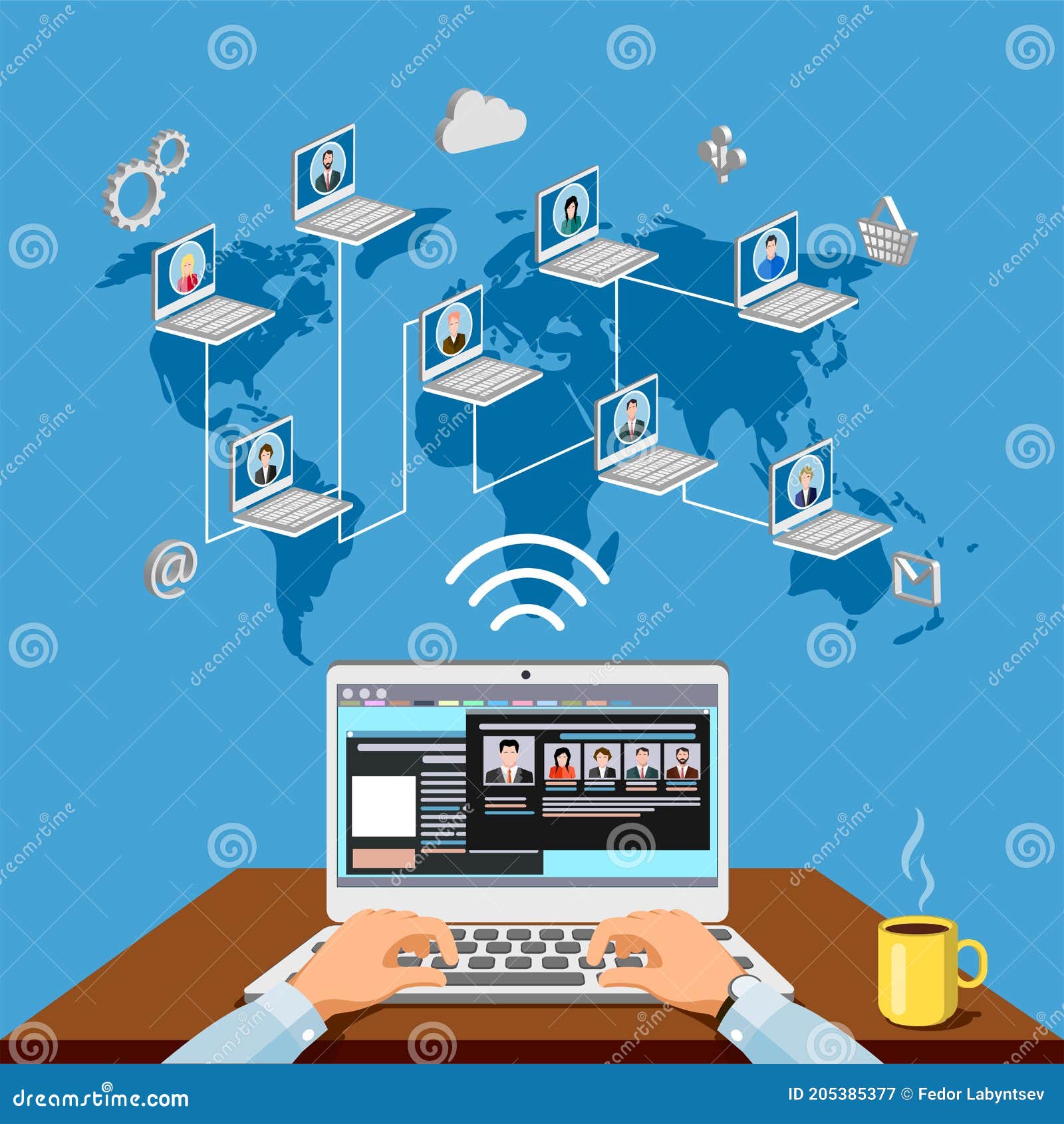 Remote Work Concept Vector Illustration Stock Vector - Illustration of ...