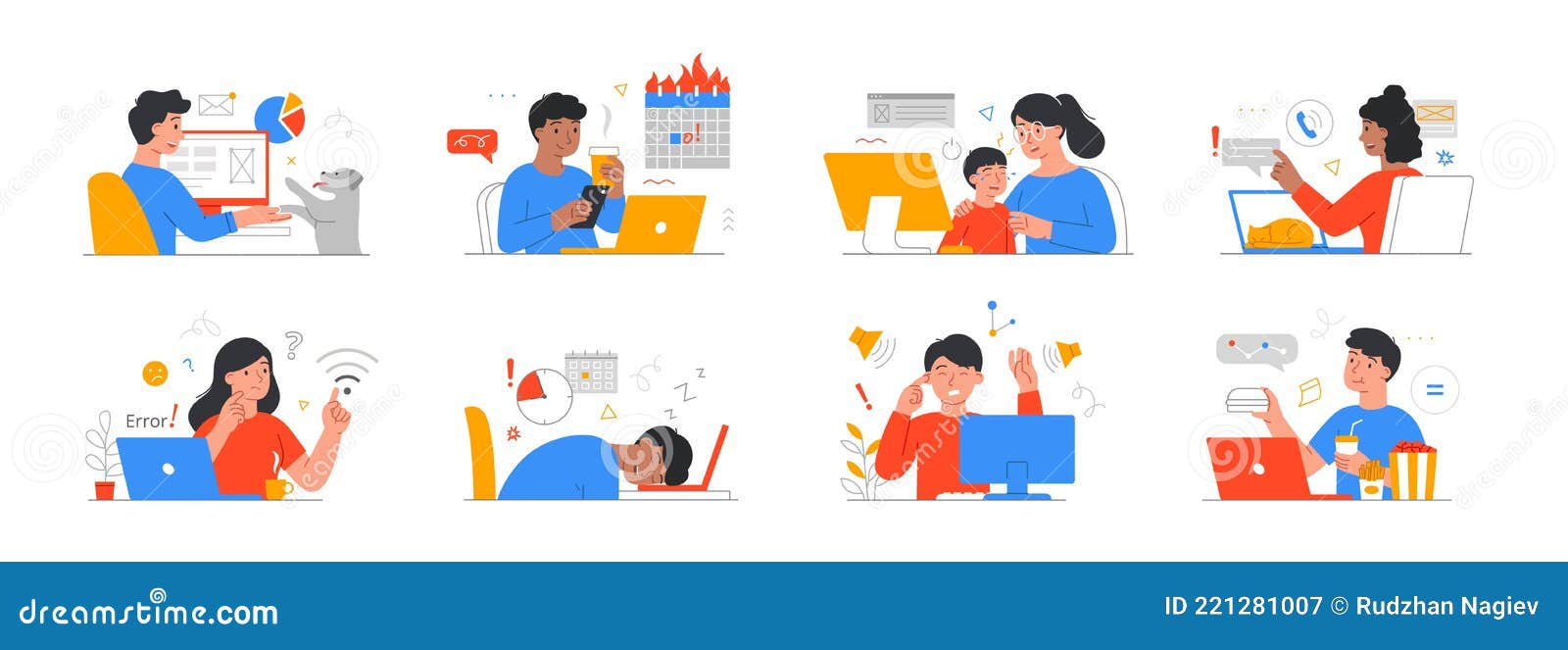 Home office problems stock vector. Illustration of distant - 221281007