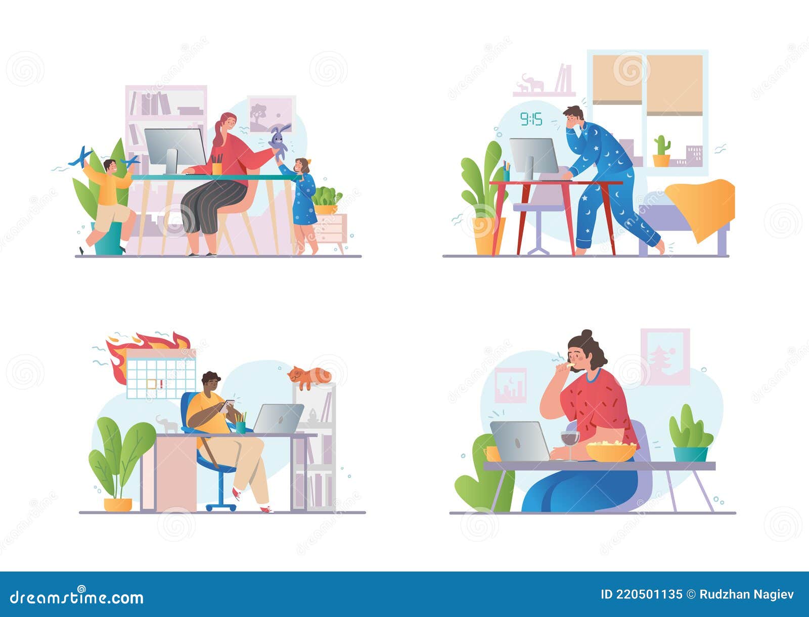 Remote Work Disadvantages Concept Stock Vector - Illustration of vector ...