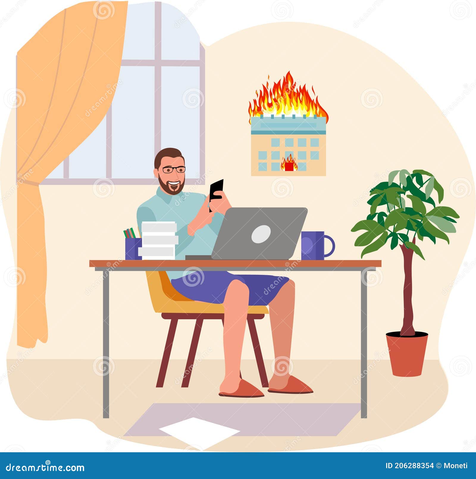 Disadvantages Of Remote Work. Freelancer Works Lying On The Couch ...