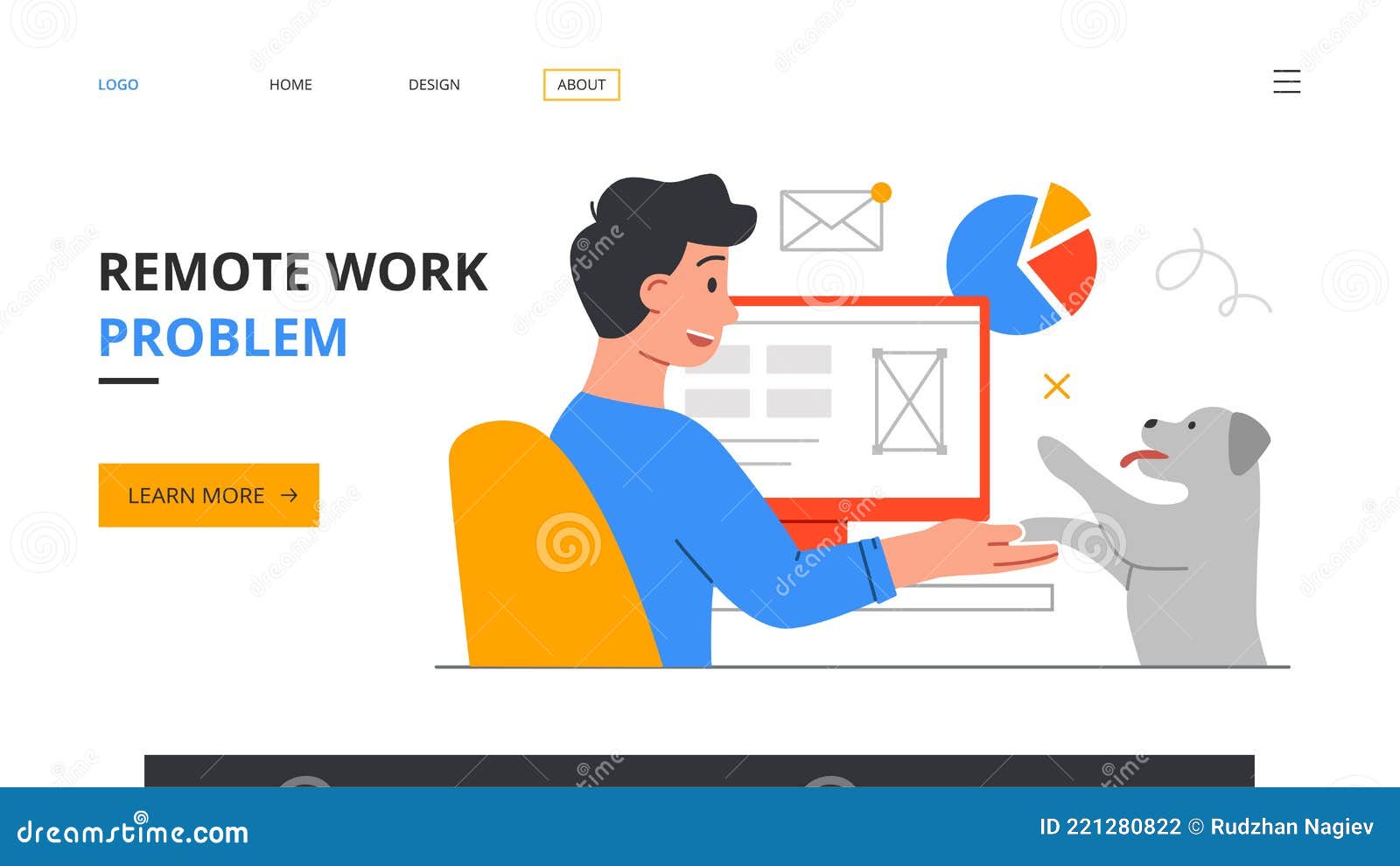 Remote work disadvantages stock vector. Illustration of happy - 221280822