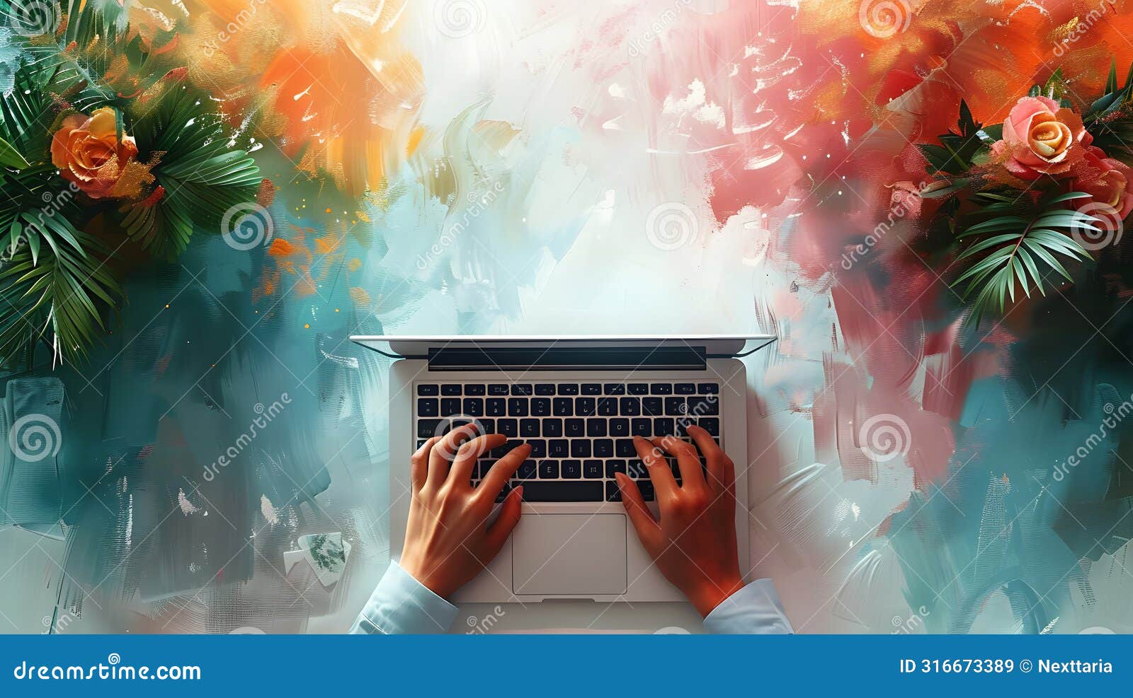 Remote Work Experience: Hands Typing Away on Laptop for Home Office ...