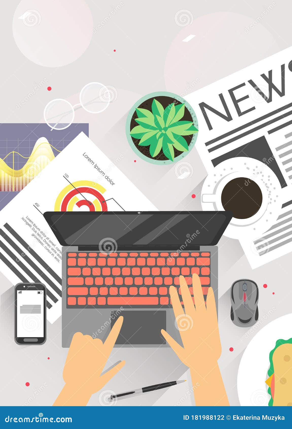 Remote Work from Home Office Vector Poster Template Stock Vector ...