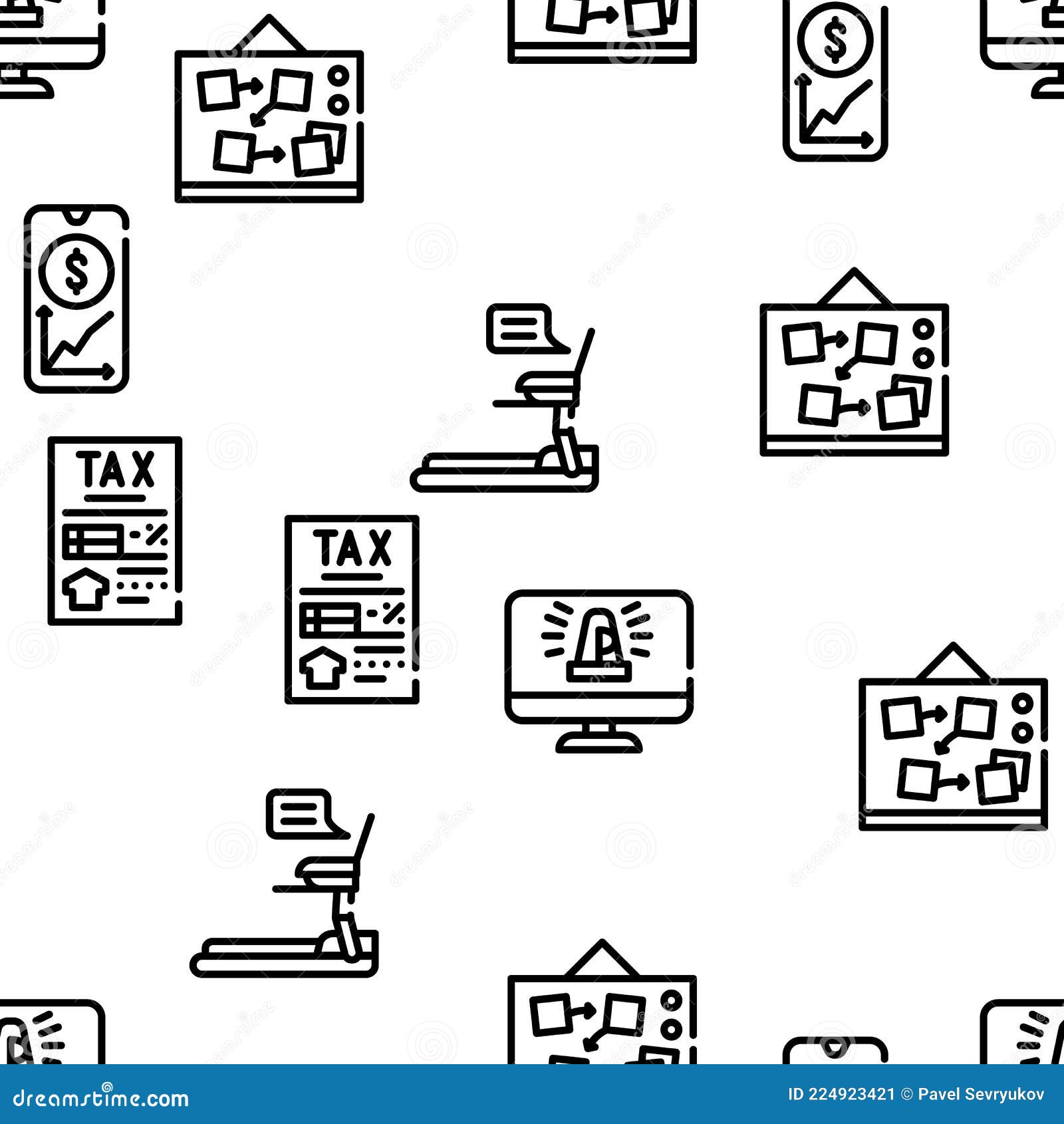 Remote Work from Home Vector Seamless Pattern Stock Vector ...