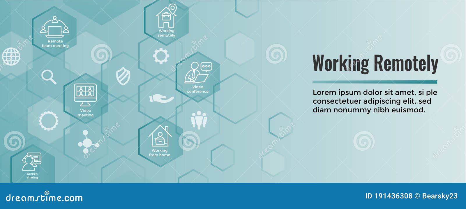 Remote Work Icon Set with Web Header Banner Stock Vector - Illustration ...