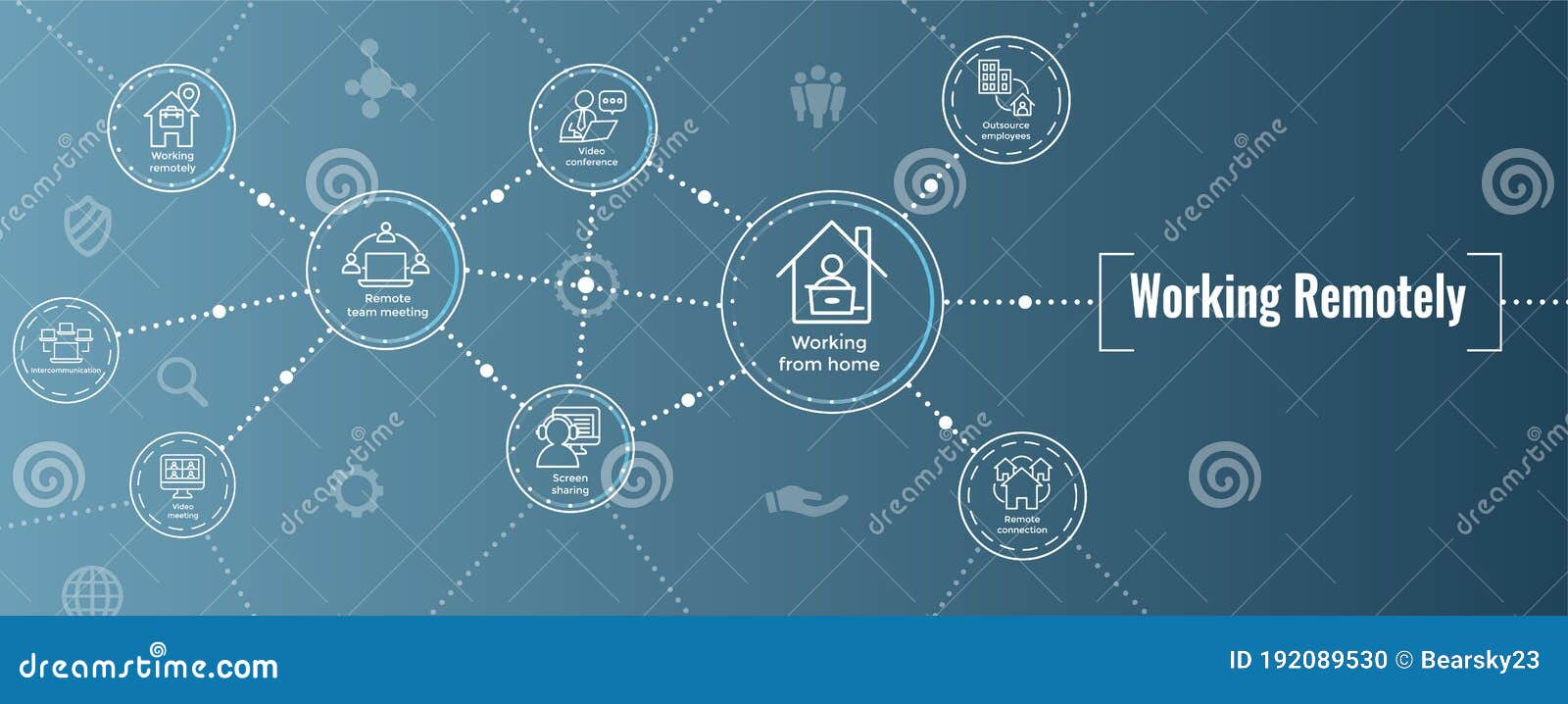 Remote Work Icon Set with Web Header Banner Stock Vector - Illustration ...