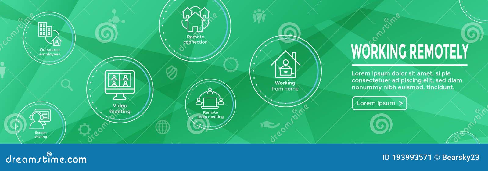 Remote Work Icon Set with Web Header Banner Stock Vector - Illustration ...