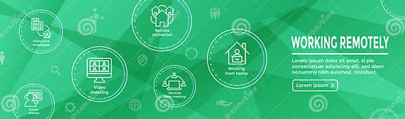 Remote Work Icon Set with Web Header Banner Stock Vector - Illustration ...
