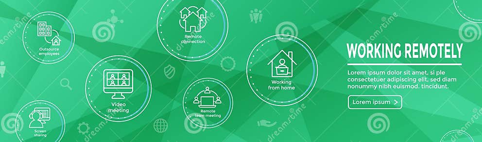 Remote Work Icon Set with Web Header Banner Stock Vector - Illustration ...