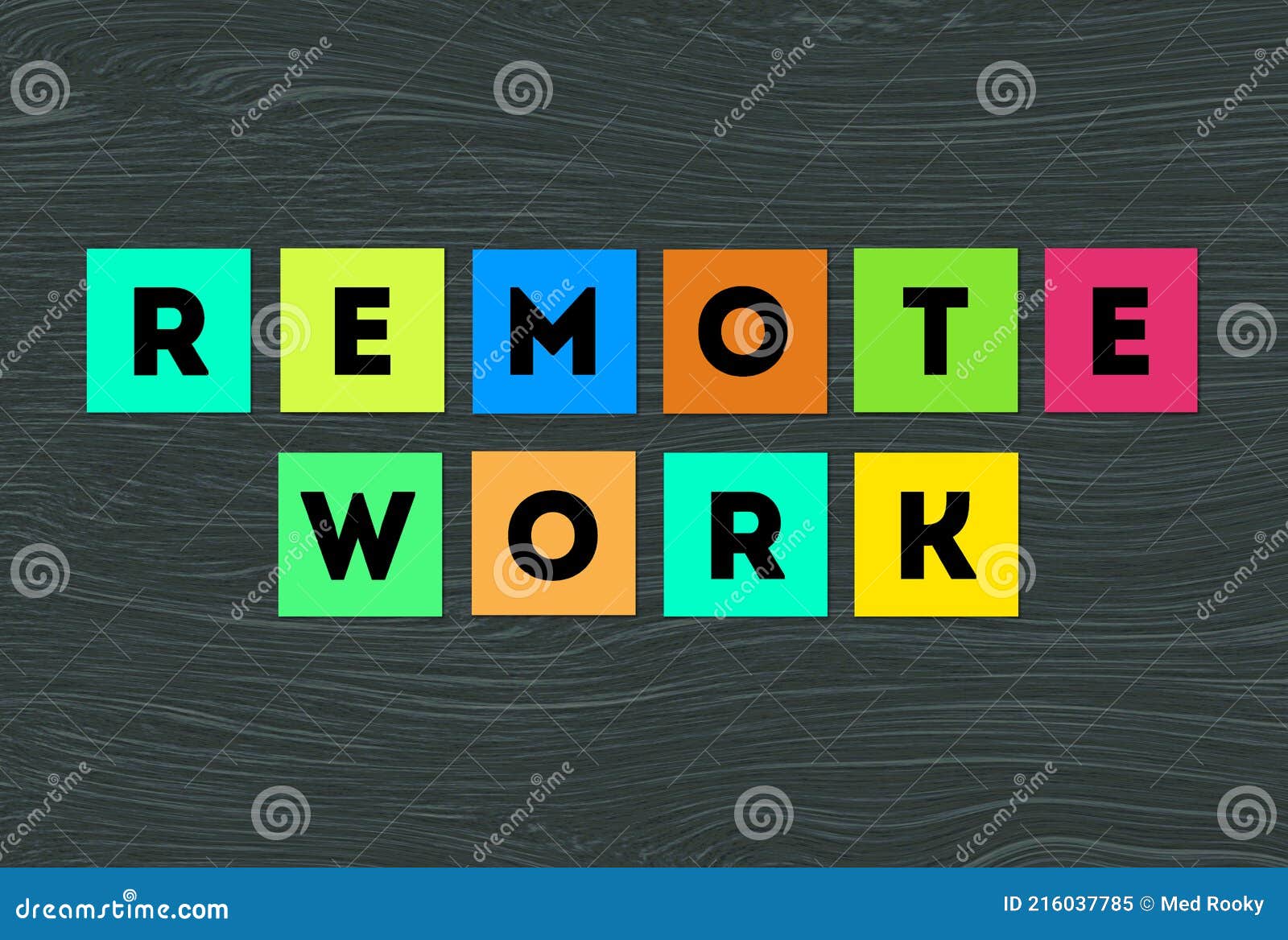 Remote Work Lettering Words in Colorful Block Paper Note, Remote Work ...