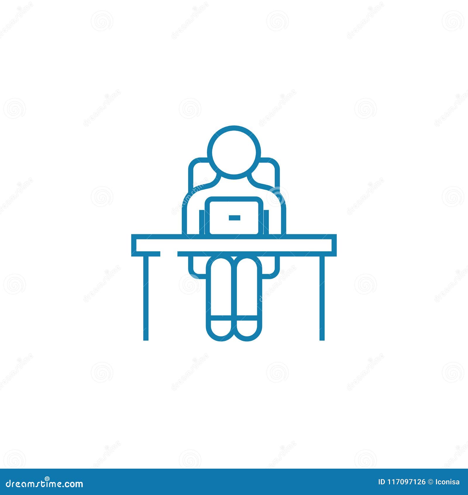 Remote Work Linear Icon Concept. Remote Work Line Vector Sign, Symbol ...