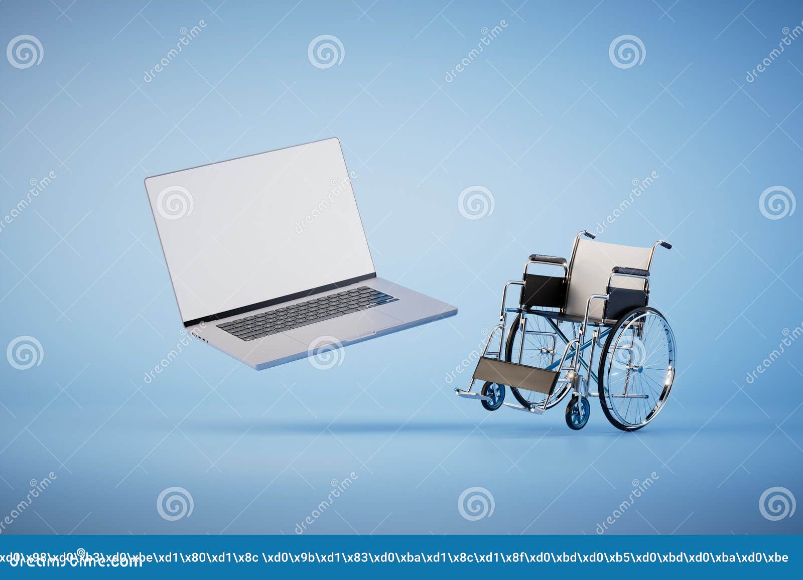Remote Work for People with Disabilities. Wheelchair and Laptop on the ...