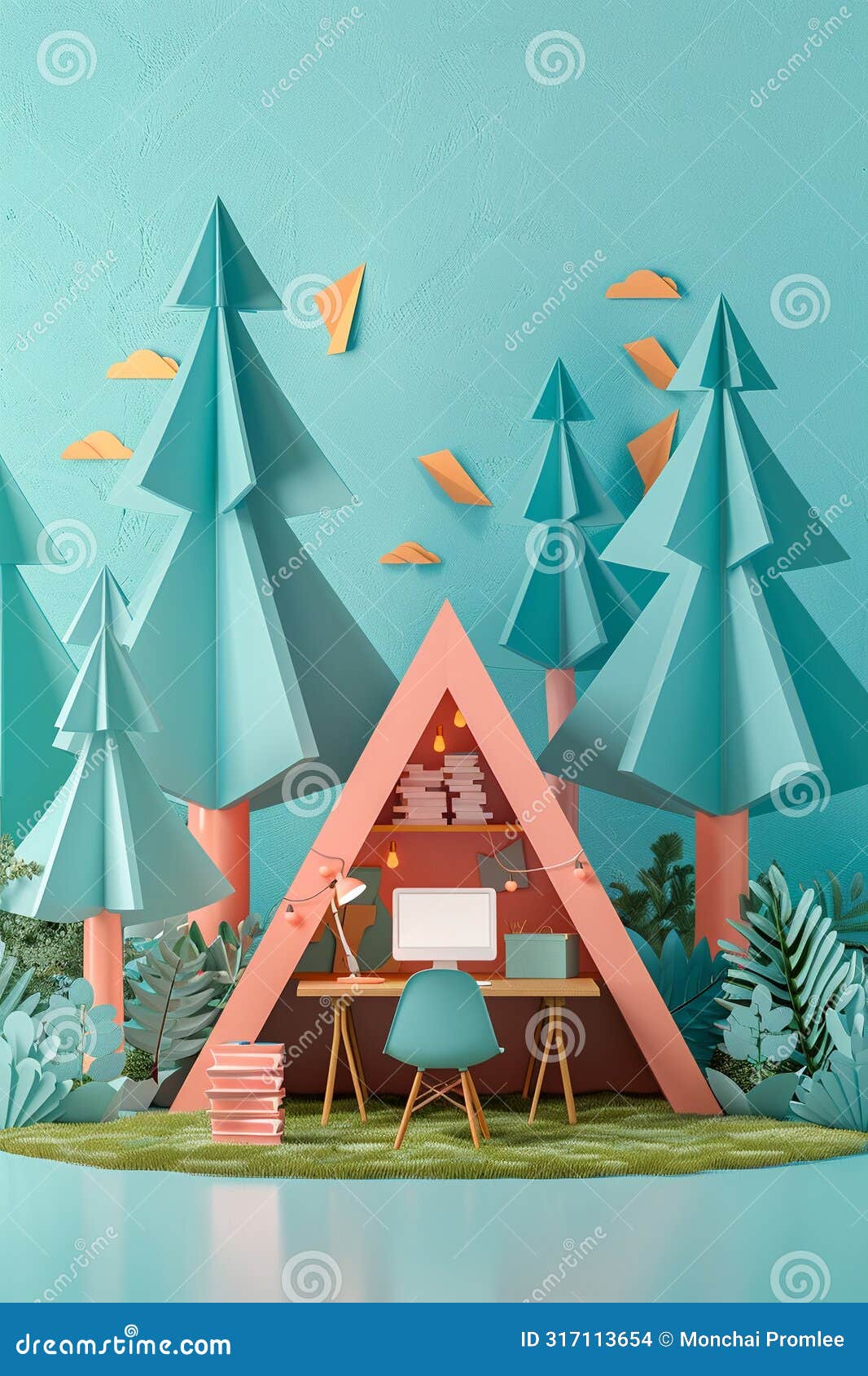 Remote Work Setup for Digital Nomads in a Forest, Powered by Hybrid ...