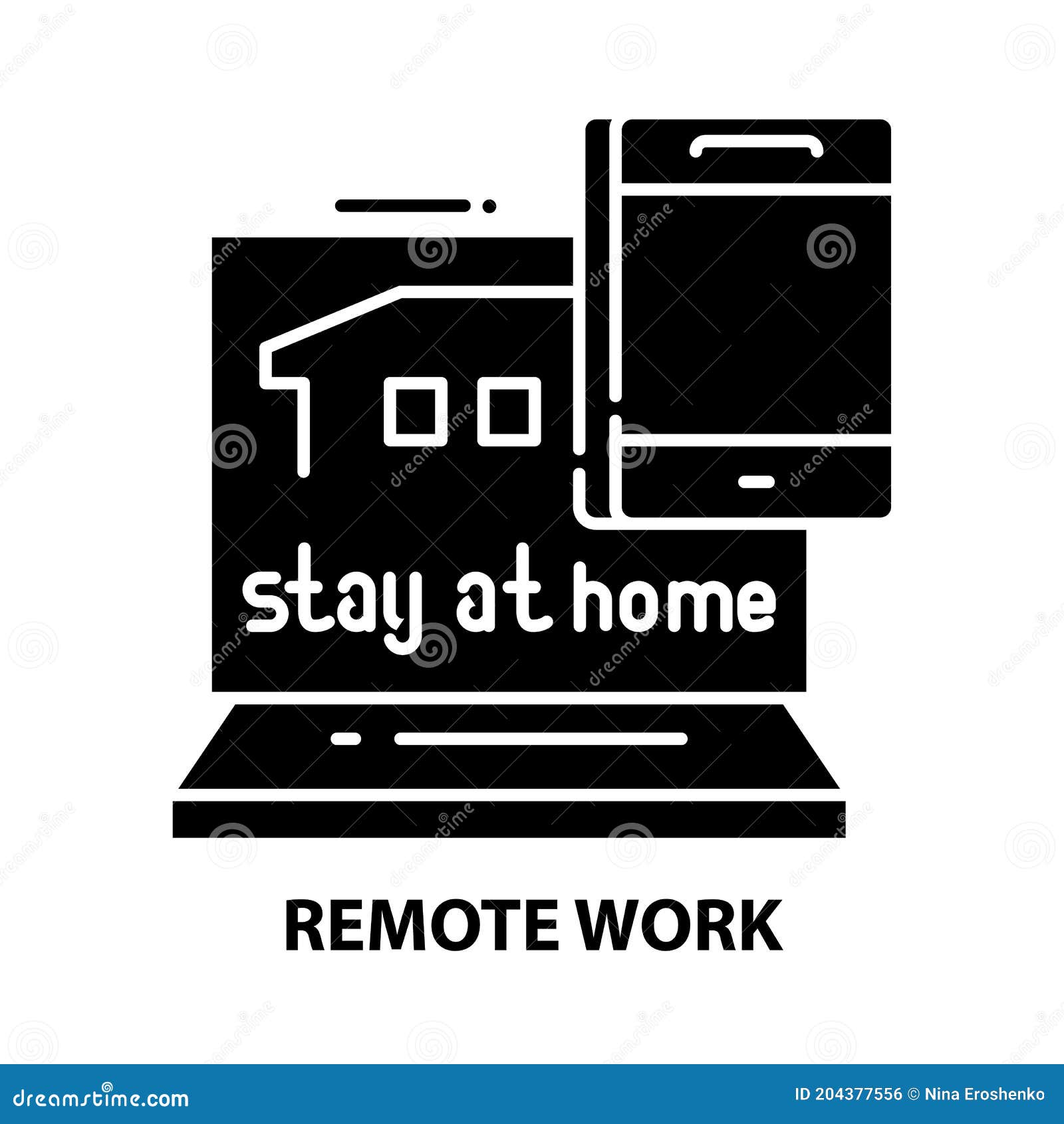 Remote Work Symbol Icon, Black Vector Sign with Editable Strokes ...
