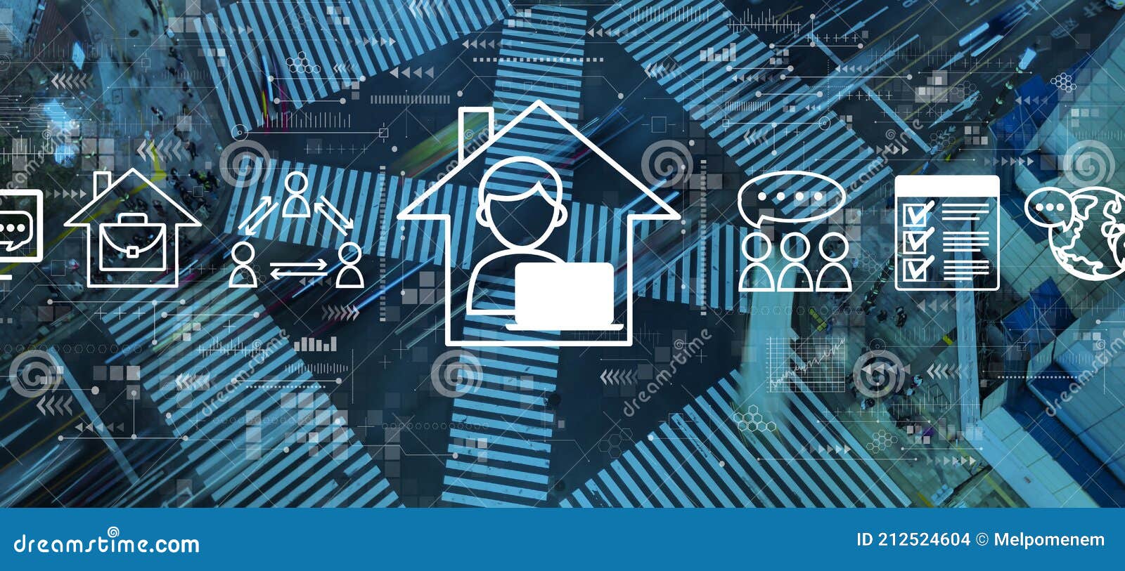 Remote Work Theme with City Traffic Intersection Stock Photo - Image of ...