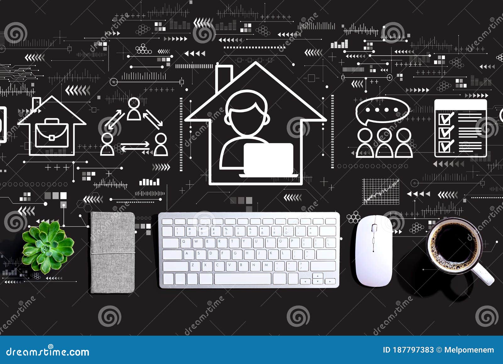 Remote Work Theme with a Computer Keyboard Stock Image - Image of view ...