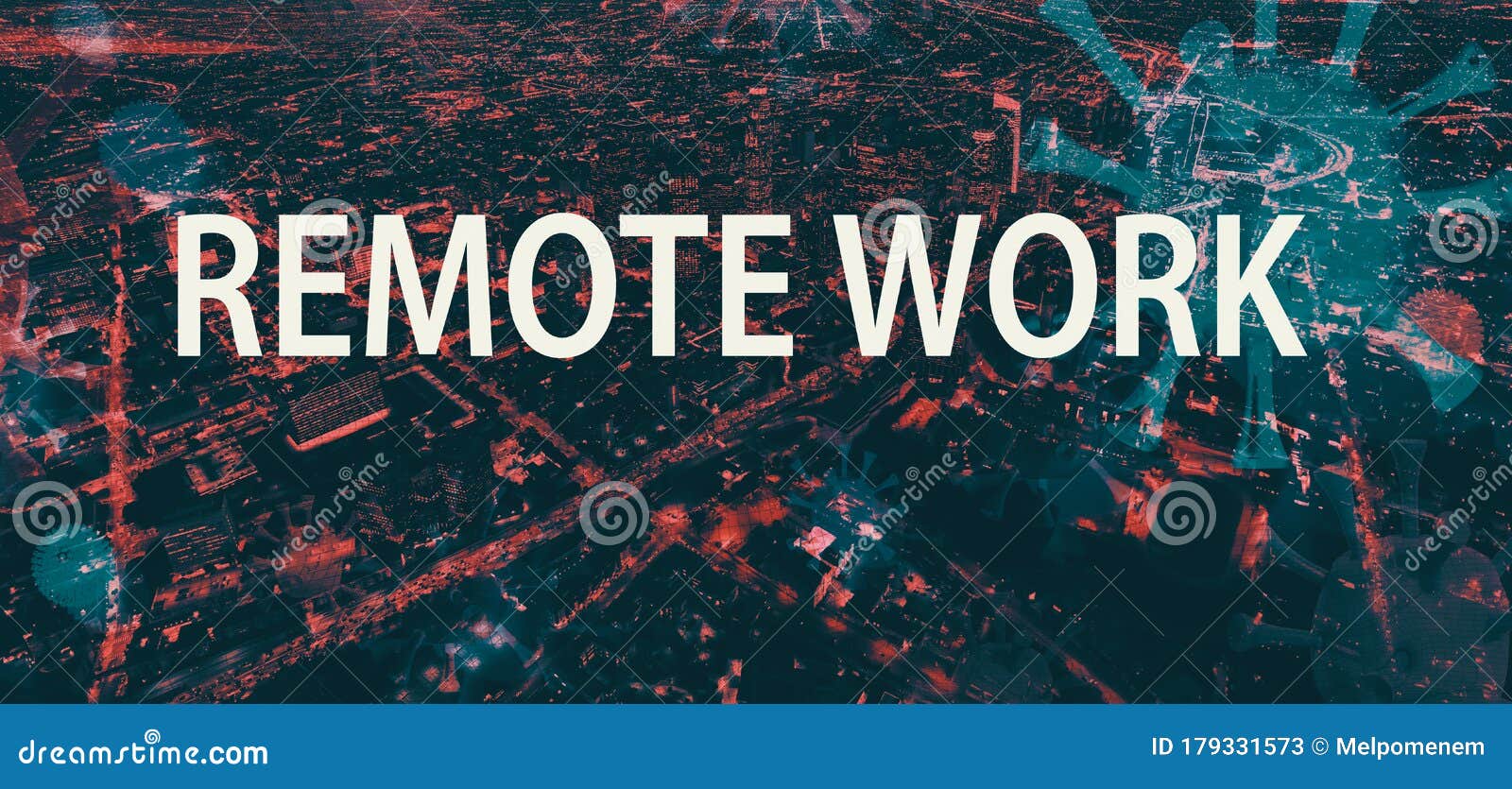 Remote Work Theme with Downtown Los Angeles at Night Stock Image ...