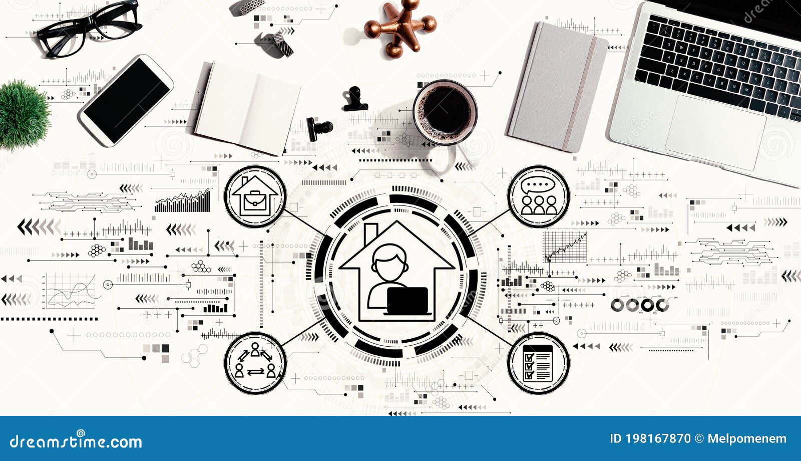 Remote Work Theme with a Laptop Computer Stock Photo - Image of ...