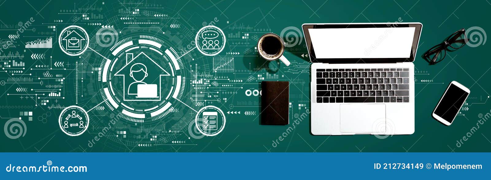 Remote Work Theme with a Laptop Computer Stock Image - Image of office ...