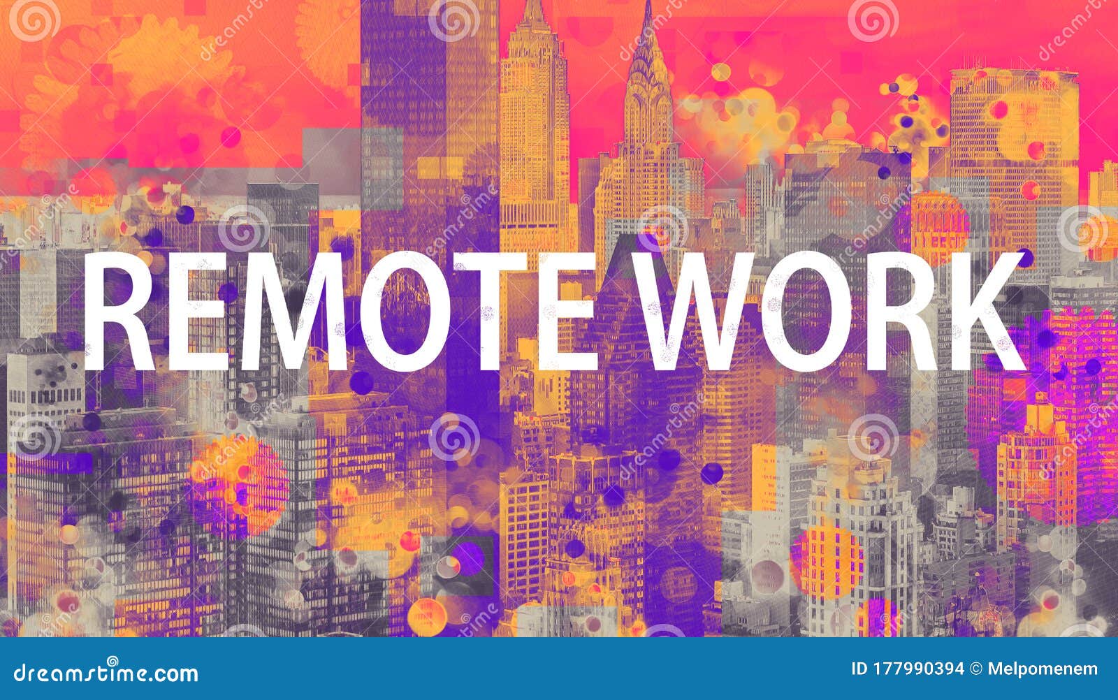 Remote Work Theme with the New York City Skyline Stock Photo - Image of ...