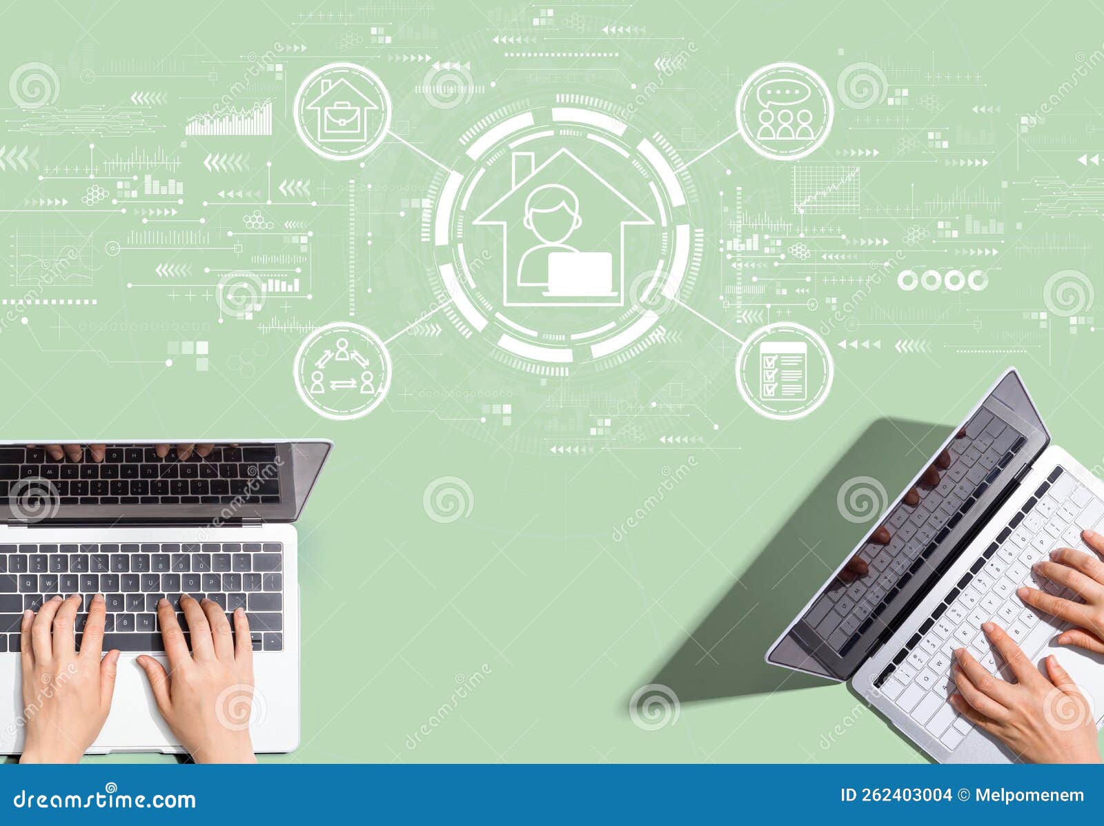 Remote Work Theme with People Working Together Stock Photo - Image of ...