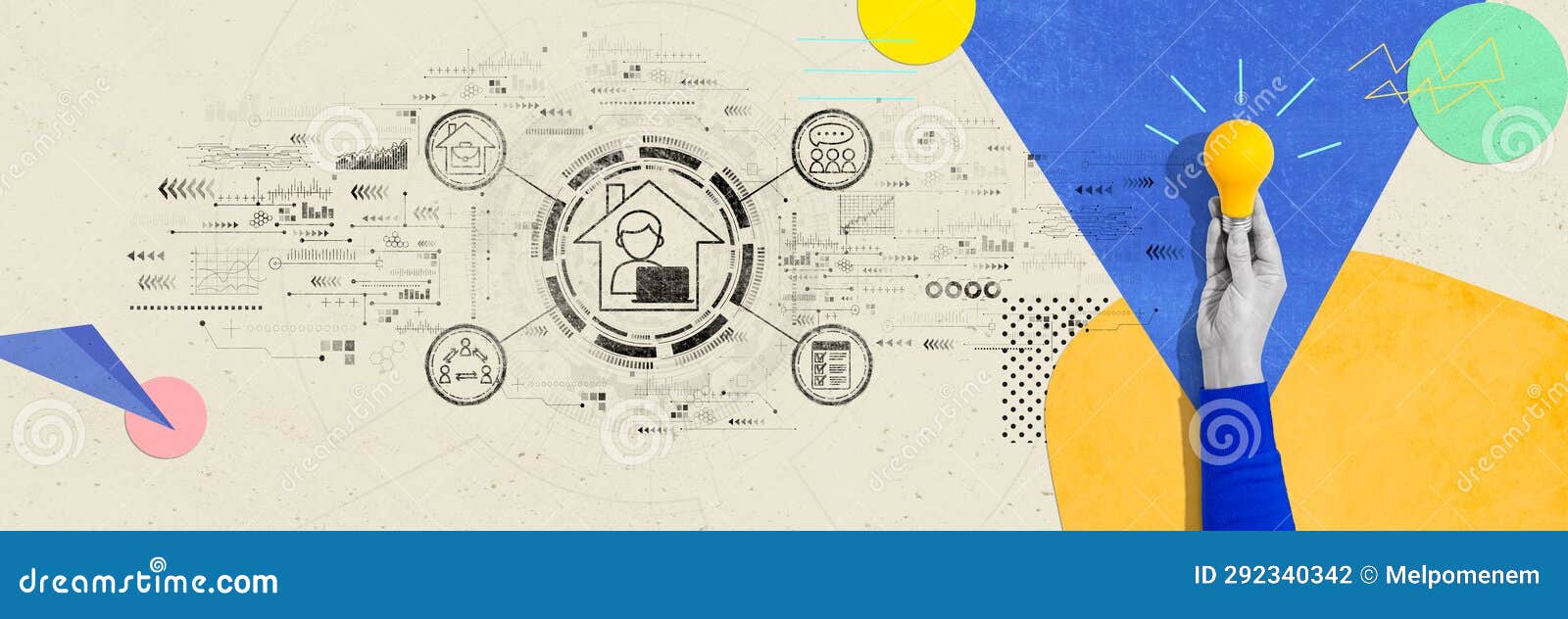 Remote Work Theme with Person Holding a Light Bulb Stock Photo - Image ...