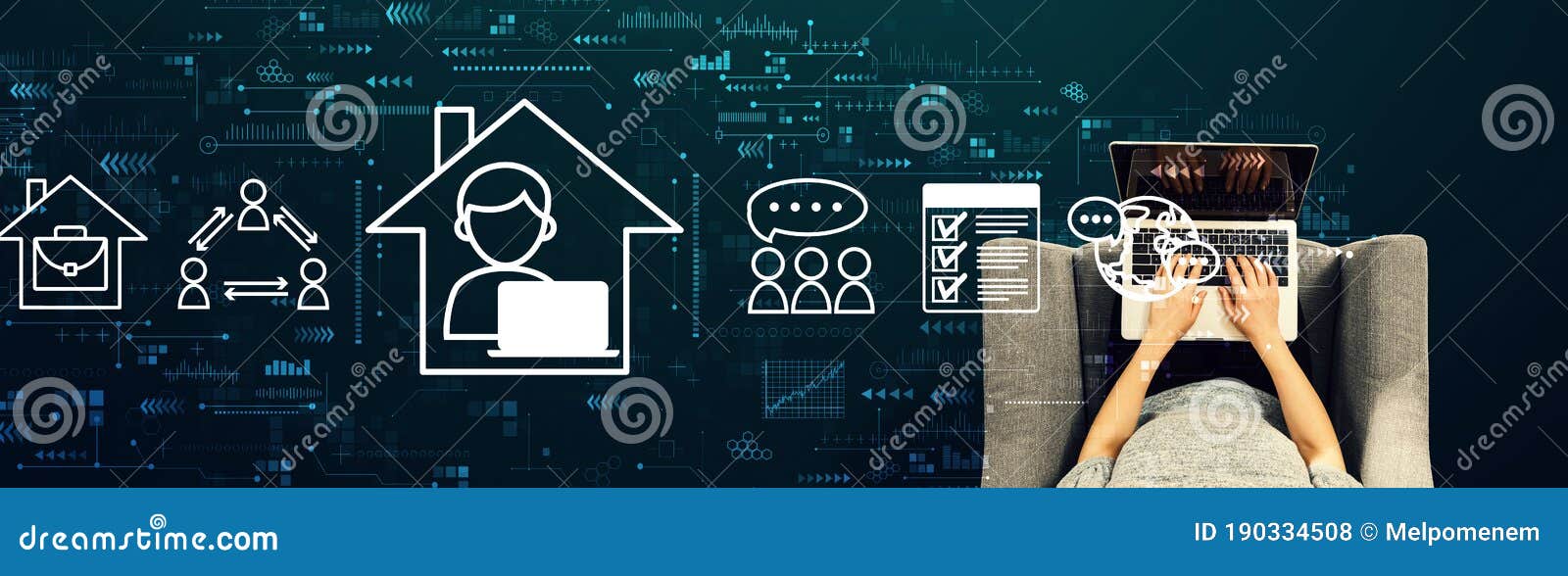 Remote Work Theme with Person Using a Laptop Stock Photo - Image of ...