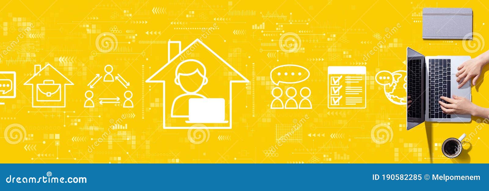 Remote Work Theme with Person Using a Laptop Stock Image - Image of ...