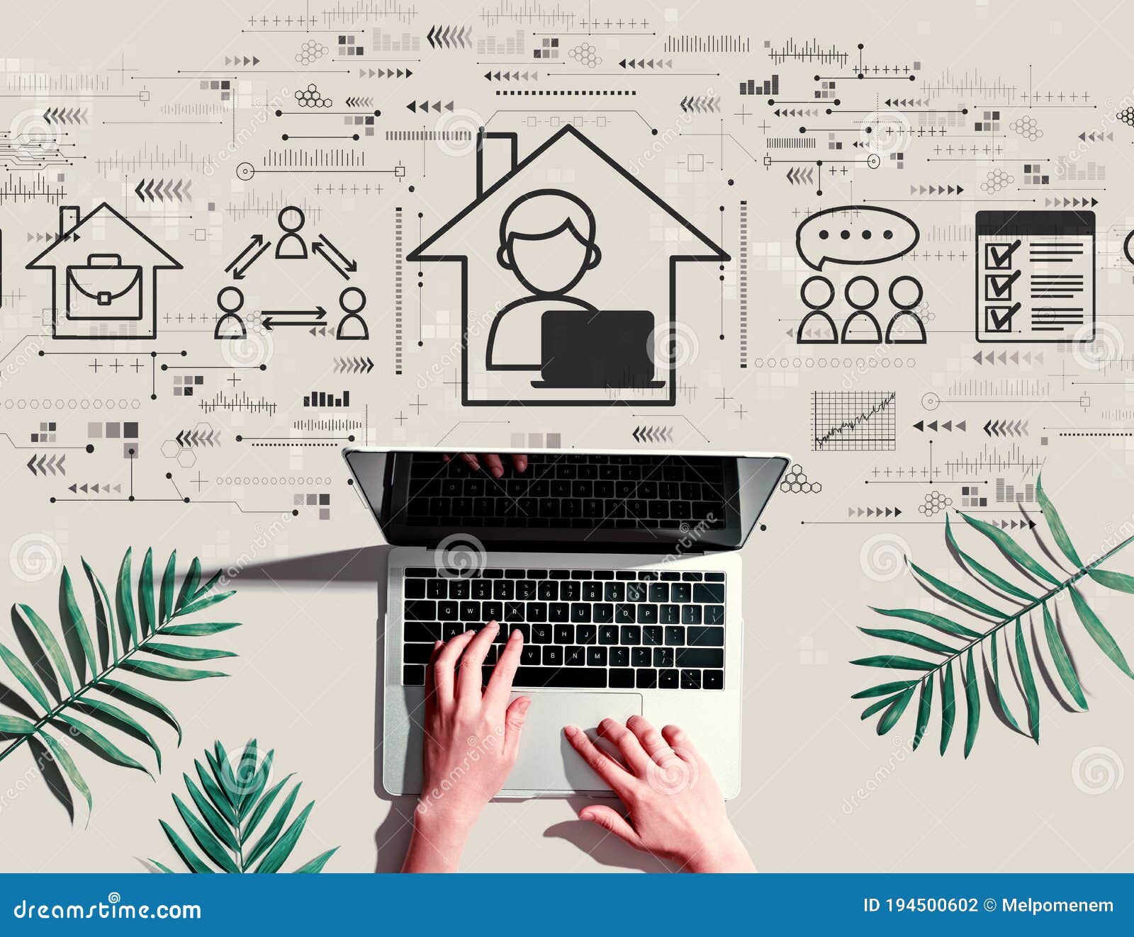 Remote Work Theme with Person Using a Laptop Stock Photo - Image of ...