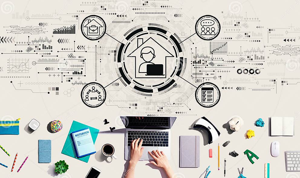 Remote Work Theme with Person Using a Laptop Stock Photo - Image of ...