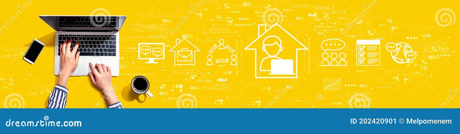 Remote Work Theme with Person Using Laptop Stock Image - Image of ...