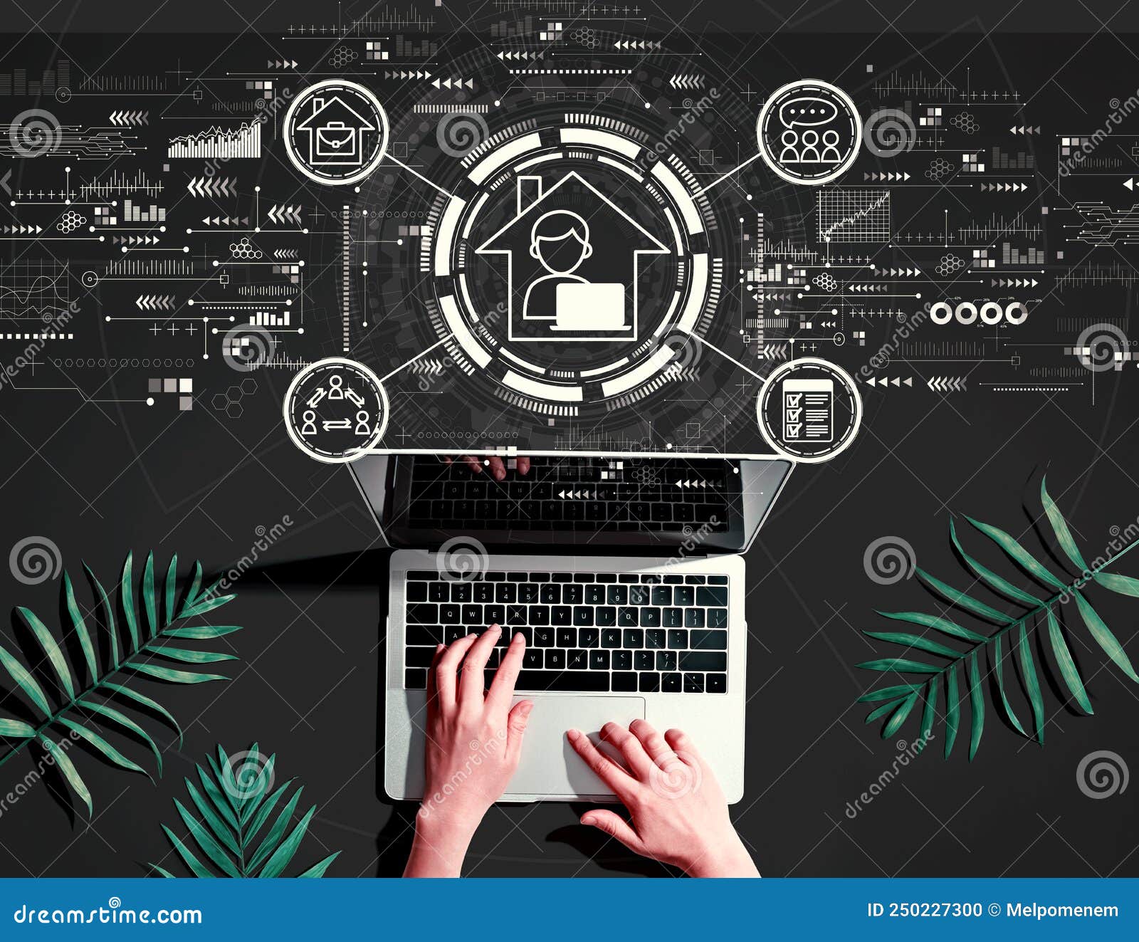 Remote Work Theme with Person Using a Laptop Stock Photo - Image of ...