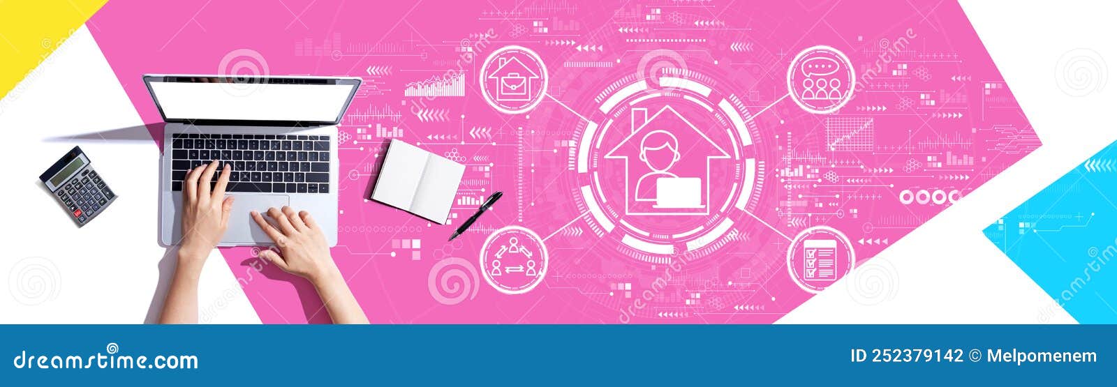 Remote Work Theme with Person Using a Laptop Stock Photo - Image of ...