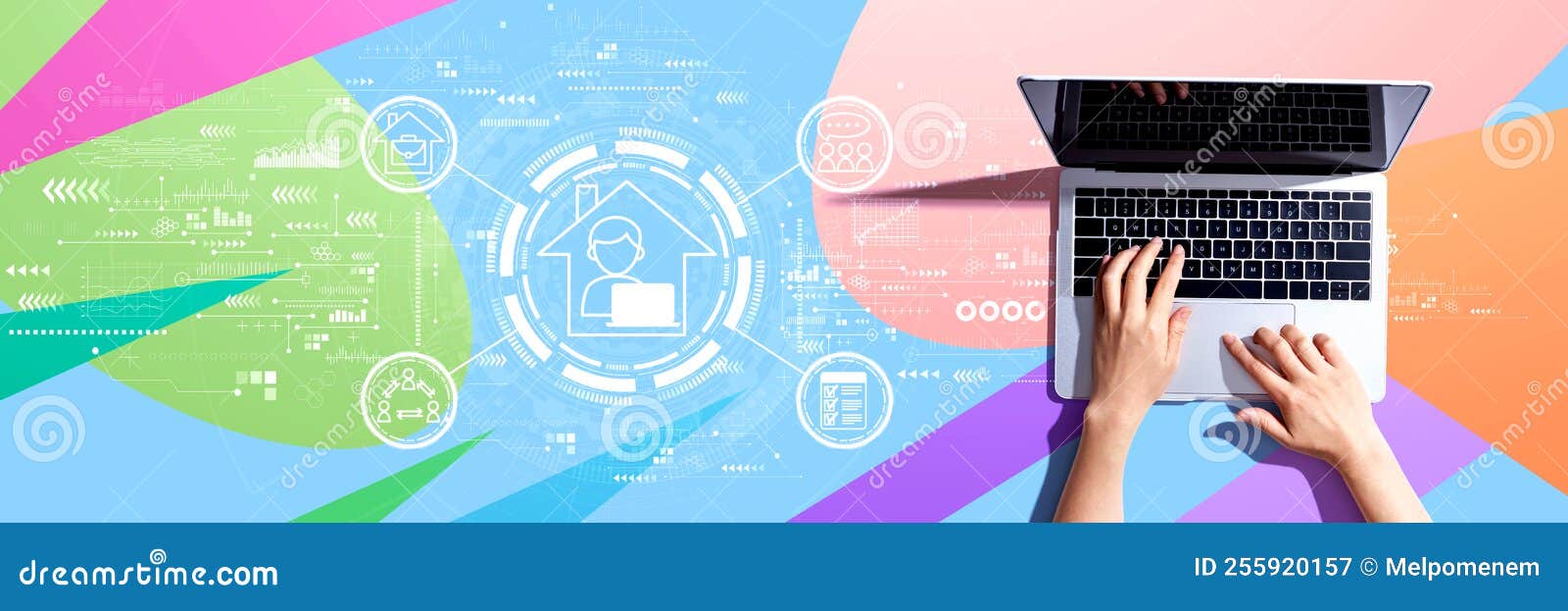 Remote Work Theme with Person Using a Laptop Stock Image - Image of ...