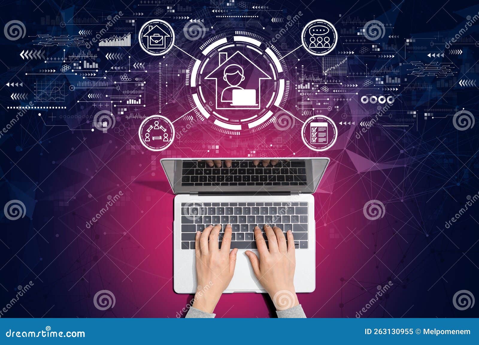 Remote Work Theme with Person Using Laptop Stock Image - Image of ...