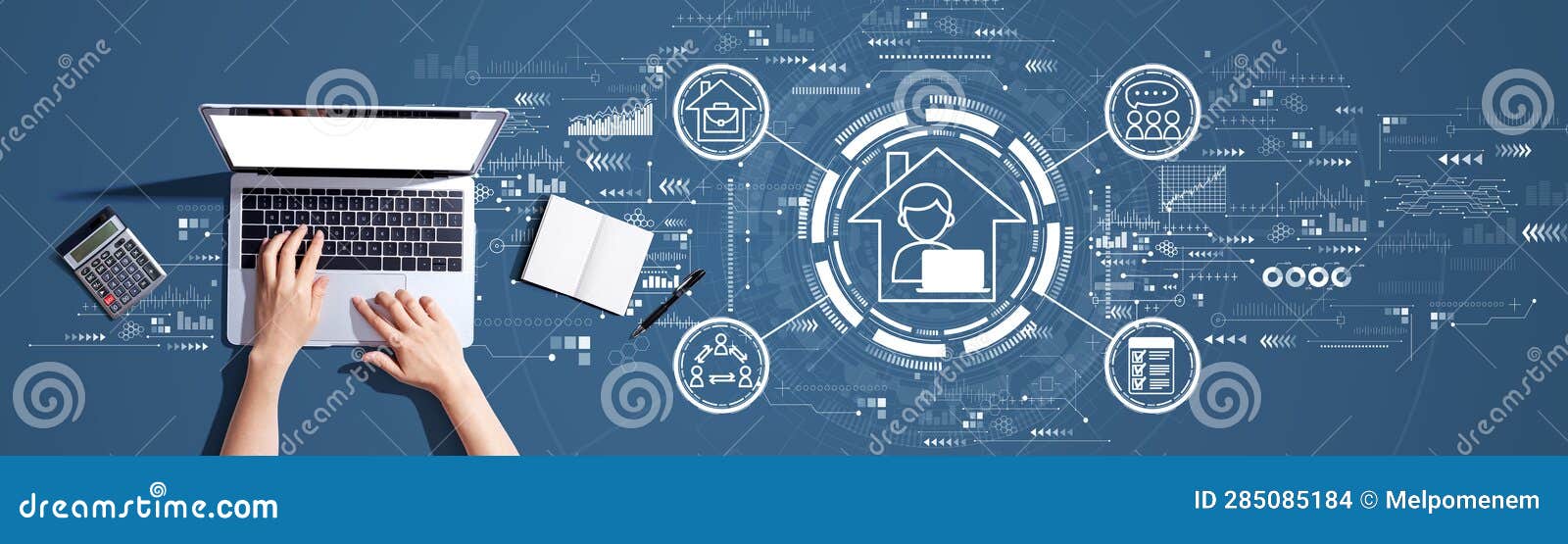 Remote Work Theme with Person Using a Laptop Stock Photo - Image of ...