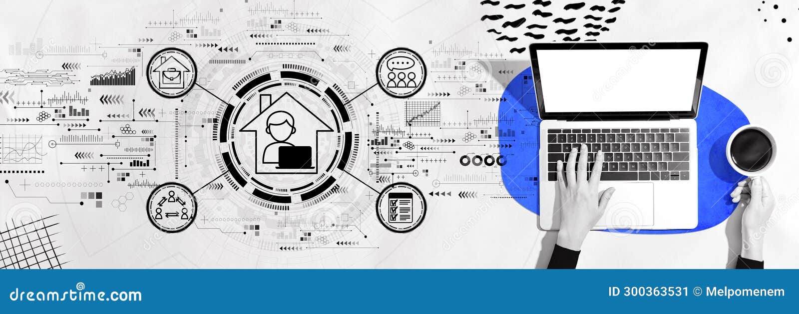 Remote Work Theme with Person Using a Laptop Stock Image - Image of ...