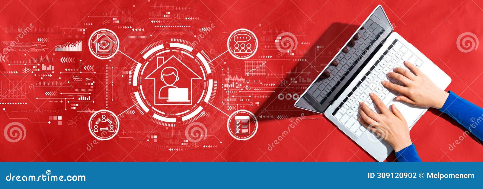 Remote Work Theme with Person Using a Laptop Stock Photo - Image of ...