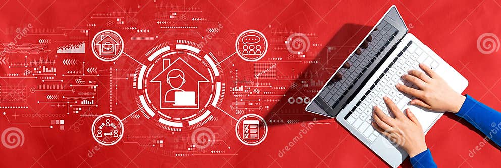 Remote Work Theme with Person Using a Laptop Stock Photo - Image of ...