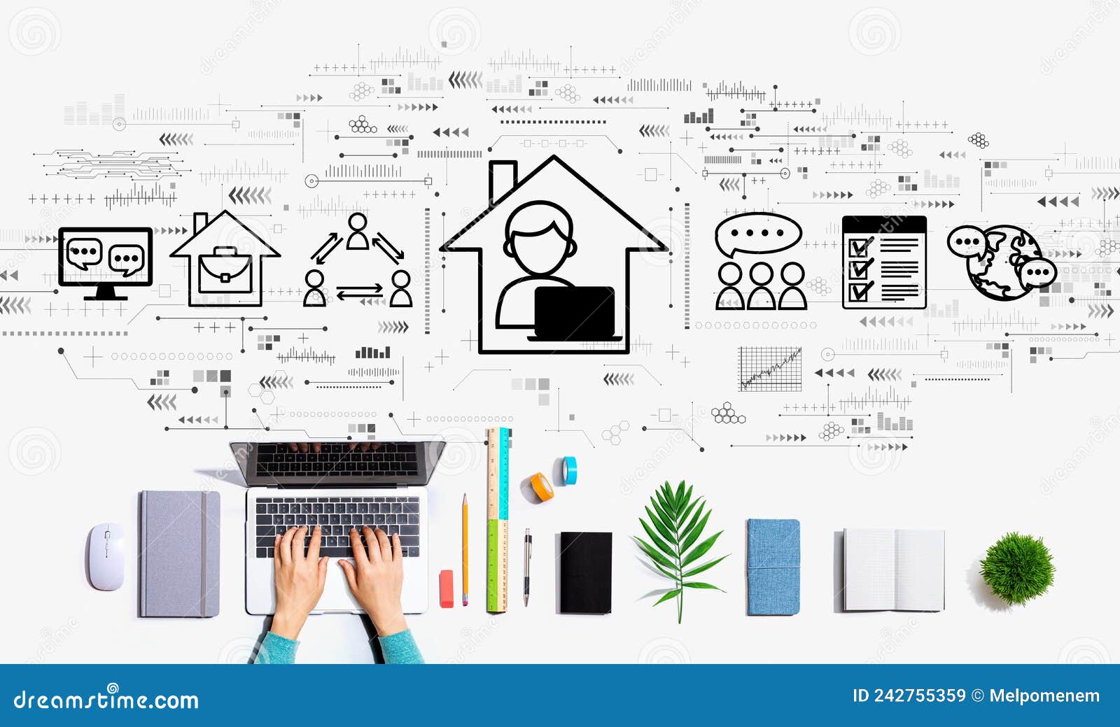 Remote Work Theme with Person Using a Laptop Stock Image - Image of ...